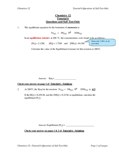 Equilibrium Equations Lesson Plan for 11th - Higher Ed | Lesson Planet