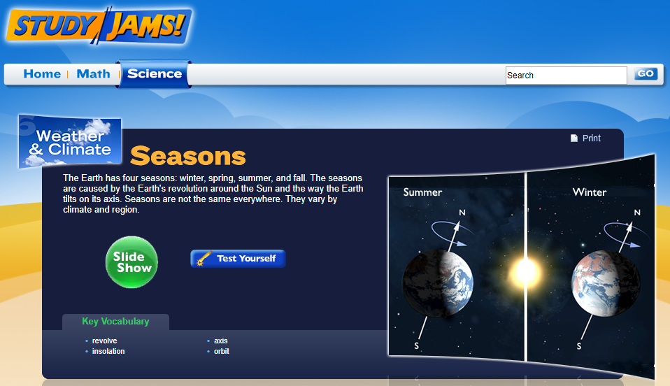 Study Jams! Seasons Interactive for 5th - 8th Grade | Lesson Planet